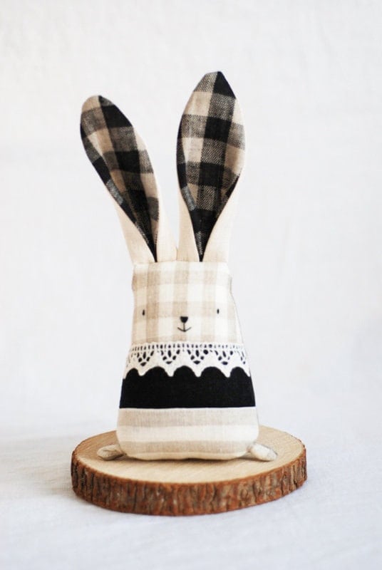 Fabric Stuffed Linen Bunny Decor Rabbit Woodland Animal | Etsy