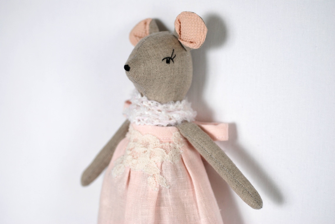 Maus reines Leinen Stoffpuppe Stoff Maus Dekoration weiche | Etsy
