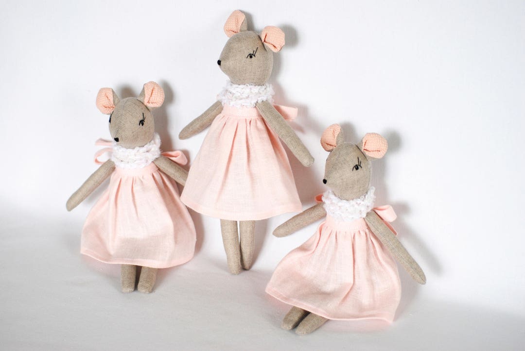 Linen Mouse Rag Doll: Handmade Stuffed Animal, Nursery Decor - Etsy