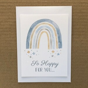 Blue Rainbow Baby Boy Greetings Card New Mom Card, Baby Shower Card ...