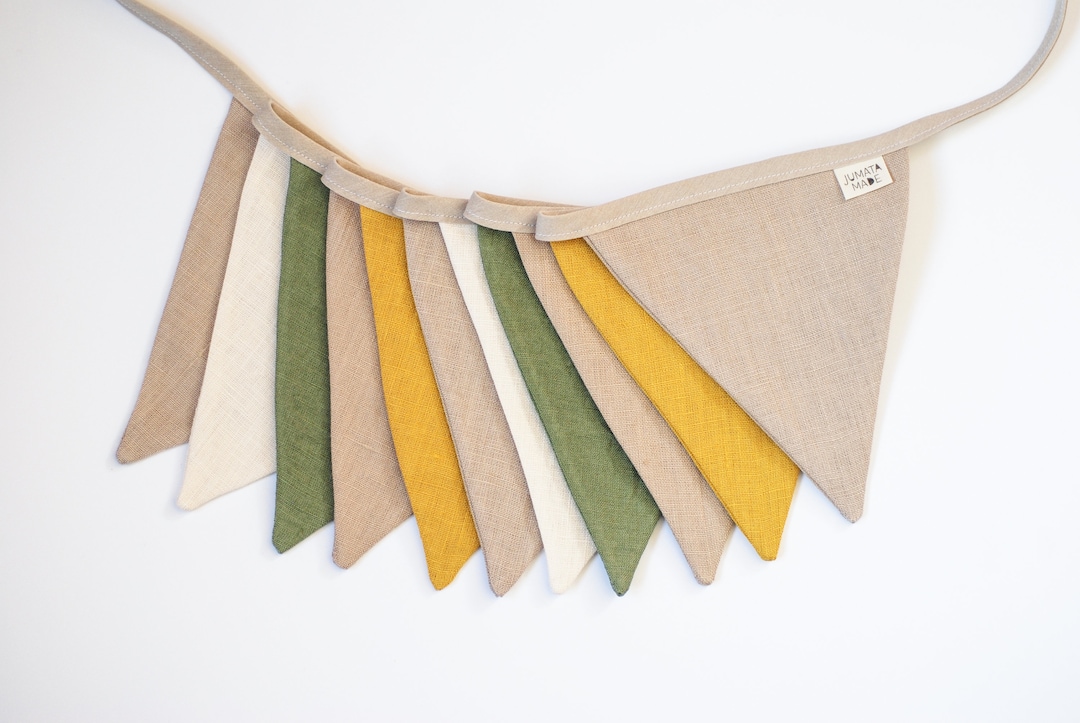 Linen Pennant Banner: Earth Tones Fabric Garland, Nursery Decor - Etsy