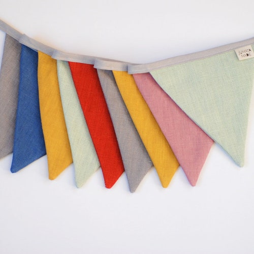 Linen Fabric Pennant Bunting Triangle Garland String Banner - Etsy