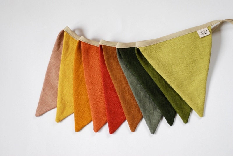 Earth Tone Nursery Decor, Linen Pennant Banner, Gender Neutral Baby ...