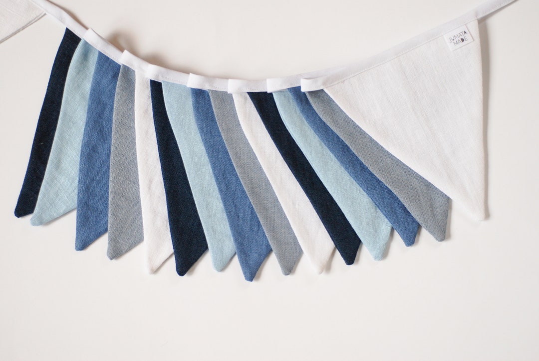 Blue Shades Nautical Bunting Flags. Nursery Pennant Garland. Fabric ...