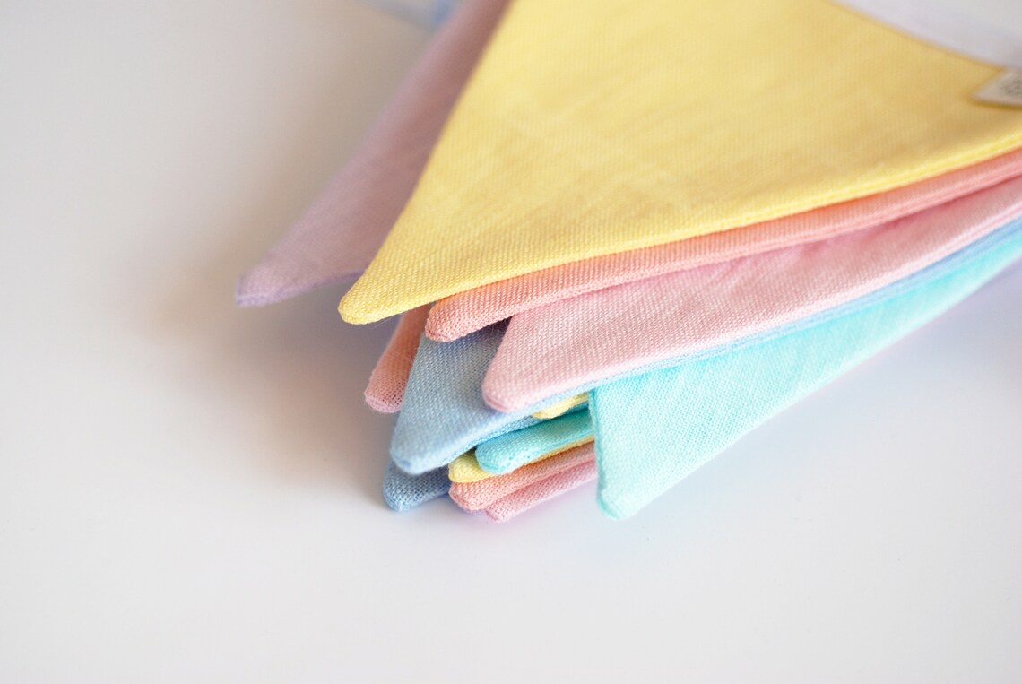 Rainbow colorful Pennant Bunting String garland pastel pink | Etsy