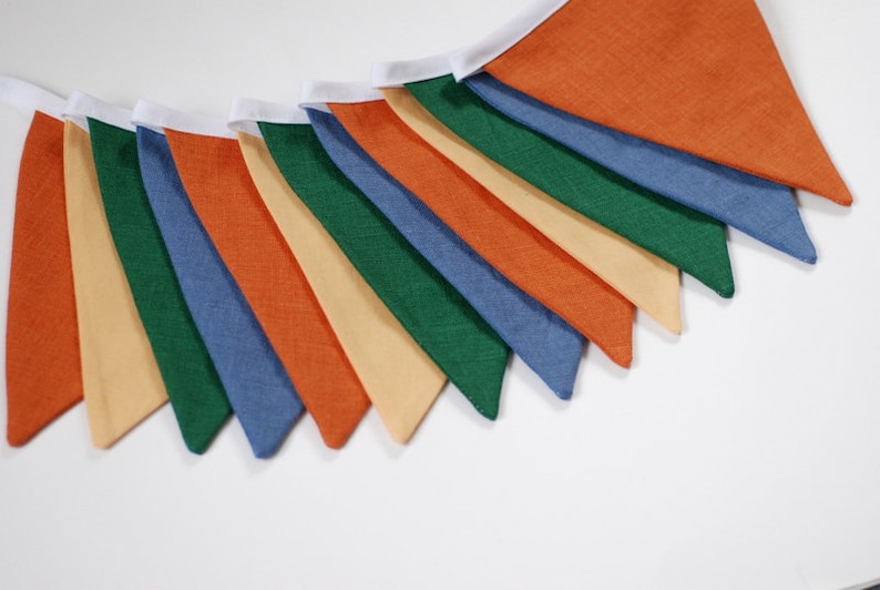Bright Fabric Pennant Bunting String Linen Banner Flags | Etsy