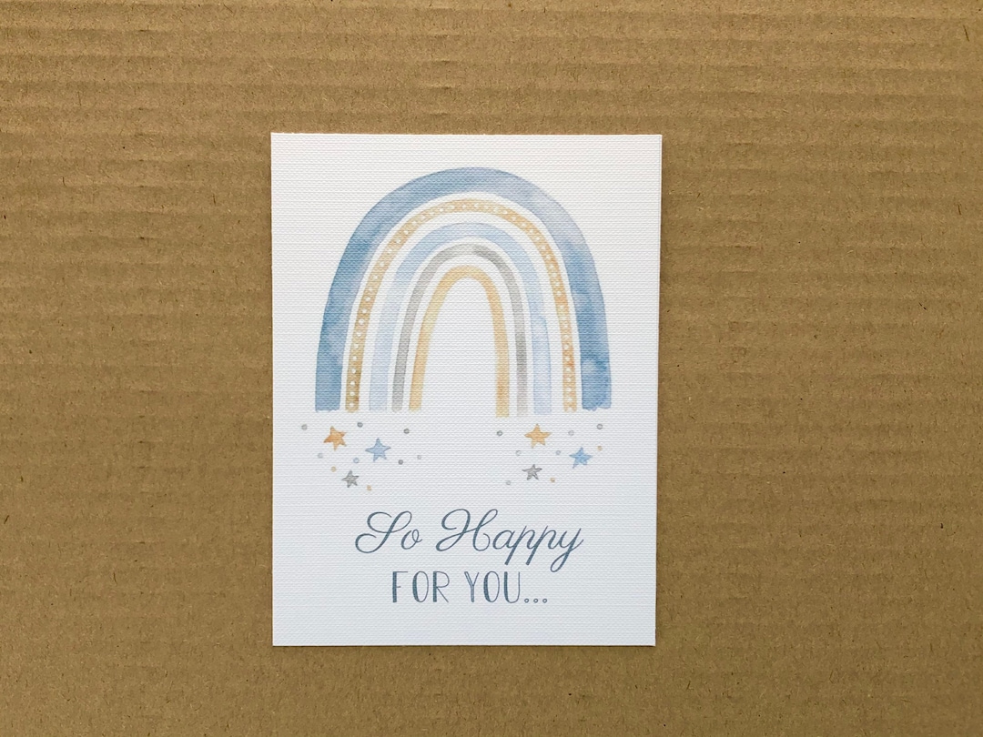 Blue Rainbow Baby Boy Greetings Card New Mom Card, Baby Shower Card ...