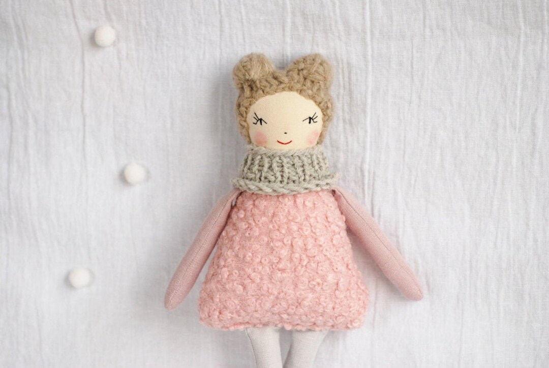 Heirloom Cloth Rag Doll Handmade Fabric Linen Toys, Pink Ballerina Doll ...
