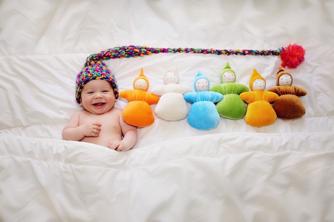 Waldorf Cuddle Doll: Handmade Baby Rattle Toy With Bell - Etsy