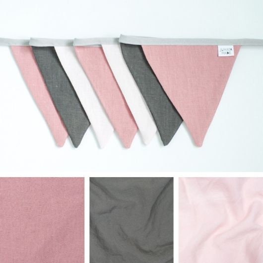 Grey buntings Fabric bunting banner pennant triangle | Etsy