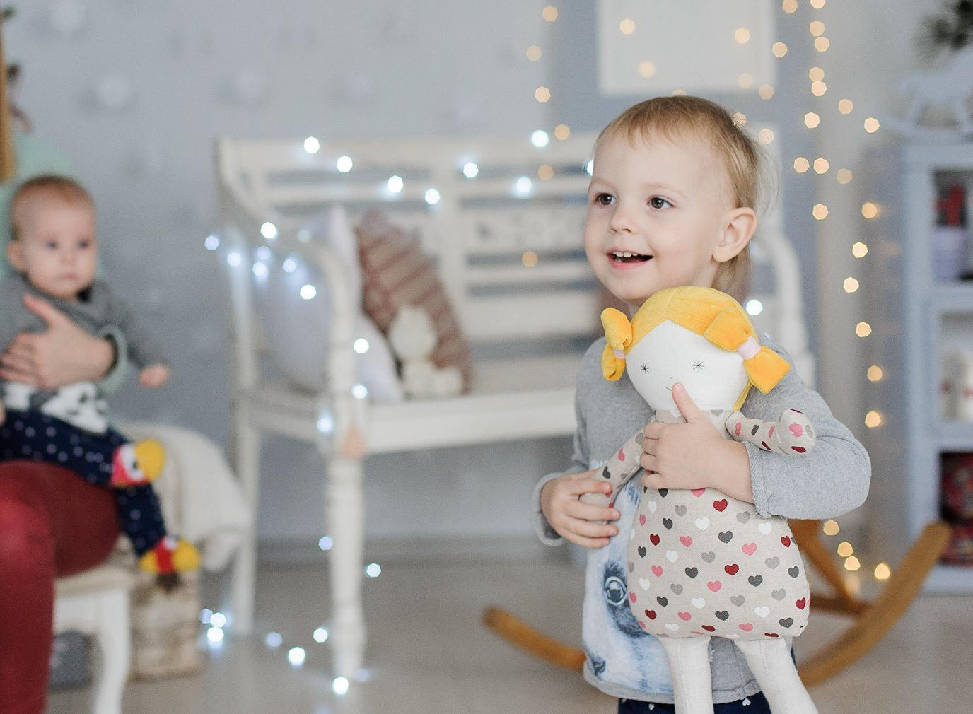 First soft yellow fabric baby rag doll Sophie | Etsy