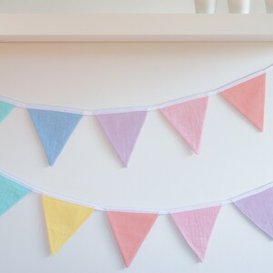 Rainbow Colorful Pennant Bunting String Garland, Pastel Pink Yellow ...