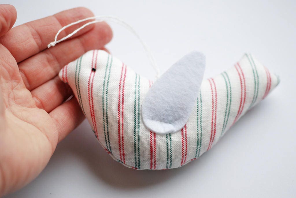 Stuffed Hanging Fabric Birds Set, Red Green White Ornaments - Etsy