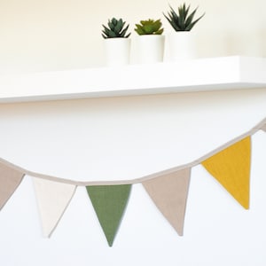 Linen Pennant Banner: Earth Tones Fabric Garland, Nursery Decor - Etsy