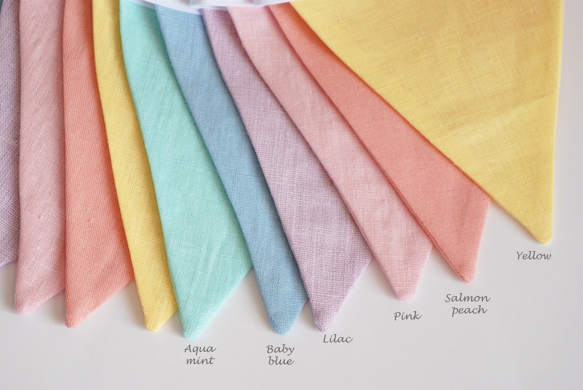 Rainbow colorful Pennant Bunting String garland pastel pink | Etsy