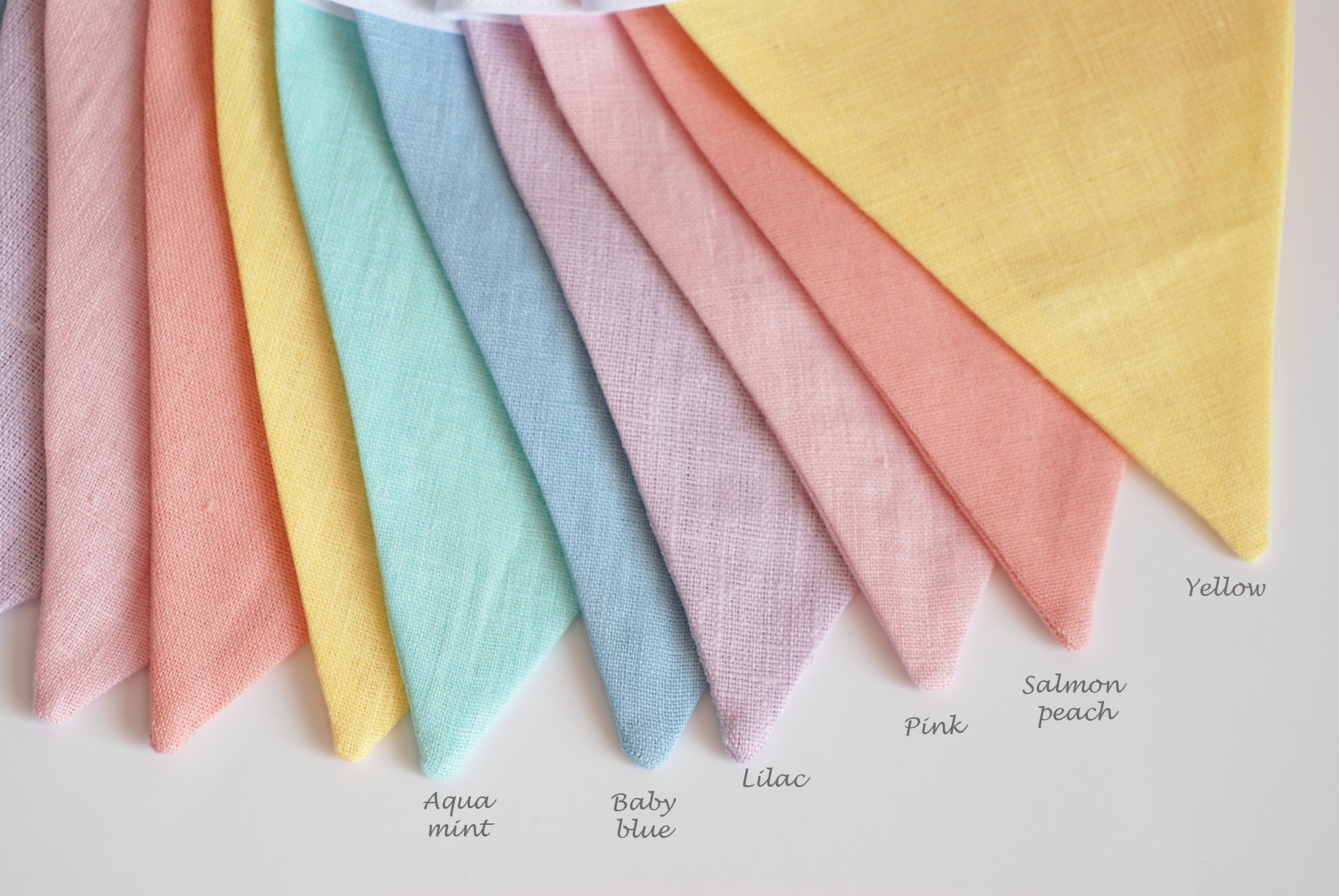 Rainbow Colorful Pennant Bunting String Garland, Pastel Pink Yellow ...