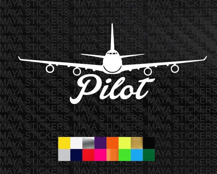 Pilot Text With Plane Silhouette Sticker for Cars - Etsy