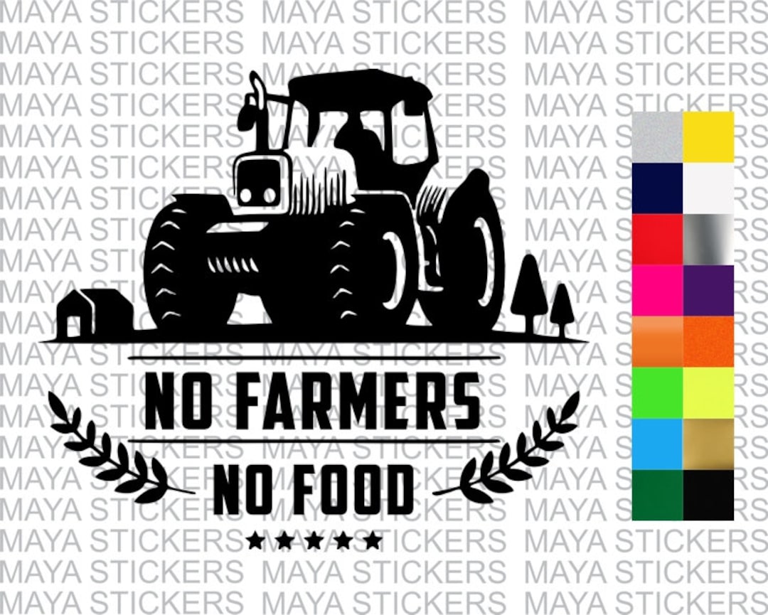 No Farmers, No Food Tractor Design Decal Sticker - Etsy