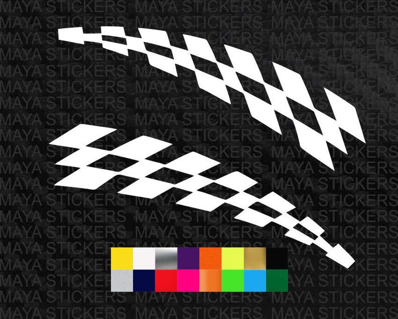 2 X Curved Checkered Racing Stripe Sticker for Motorcycles - Etsy