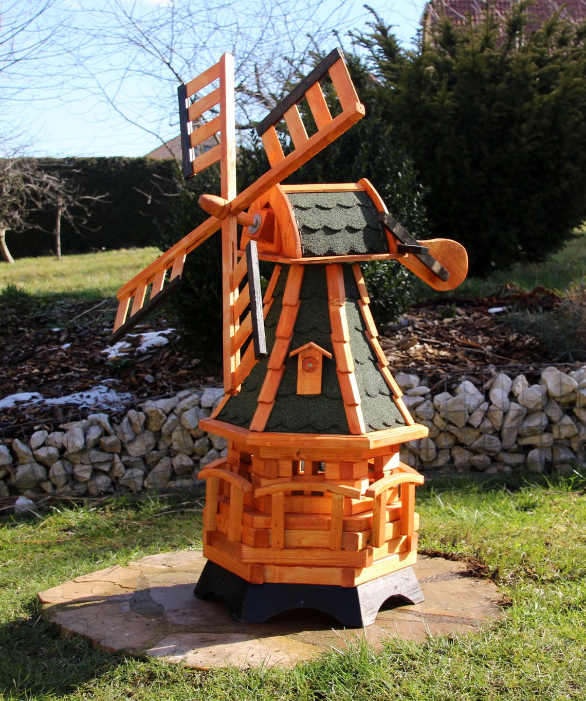 Windmühle Windmühlen Windmill aus Holz mit Solarbeleuchtung | Etsy