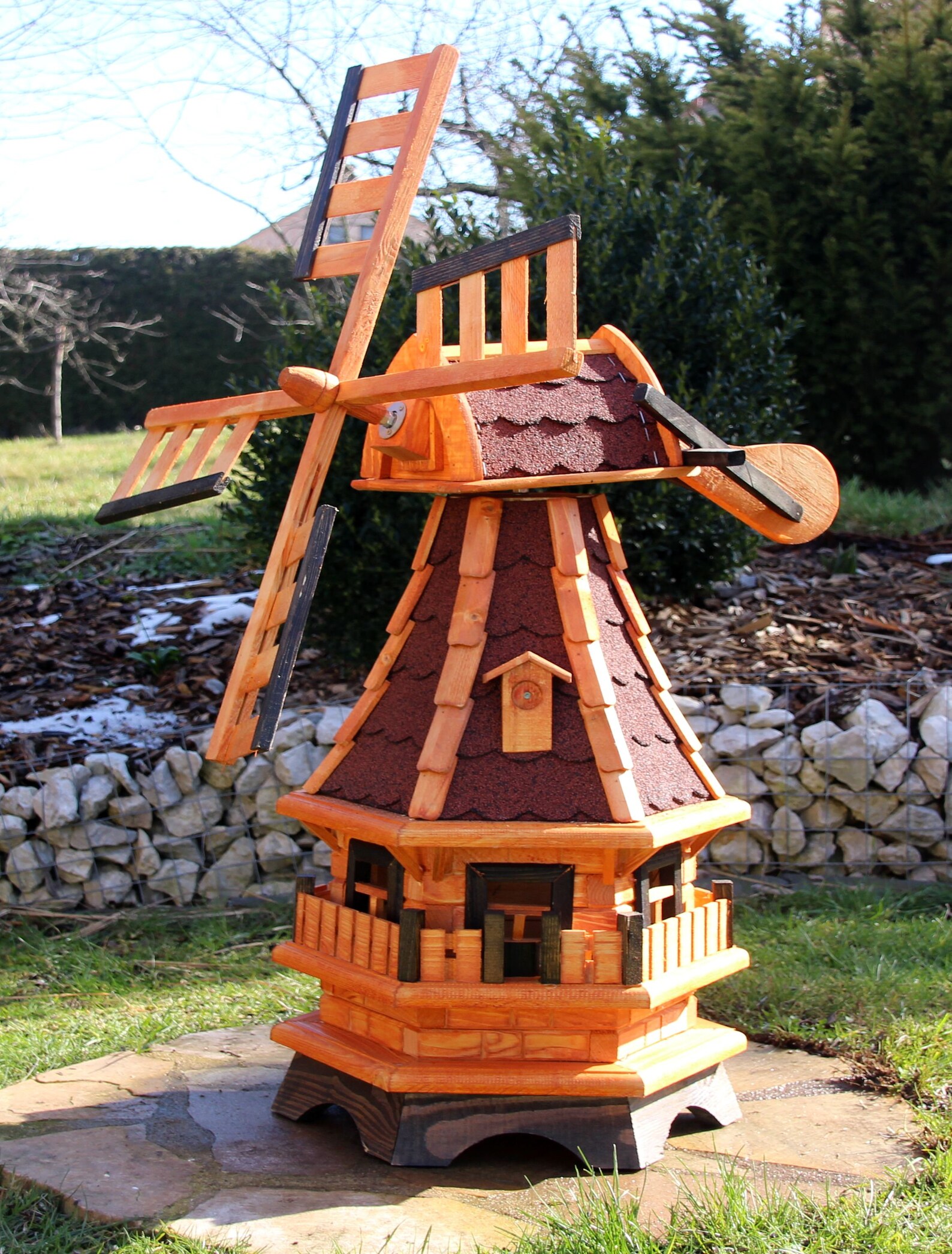 Windmill, Windmills, Windmill Made of Wood With Solar Lighting Type 17. ...