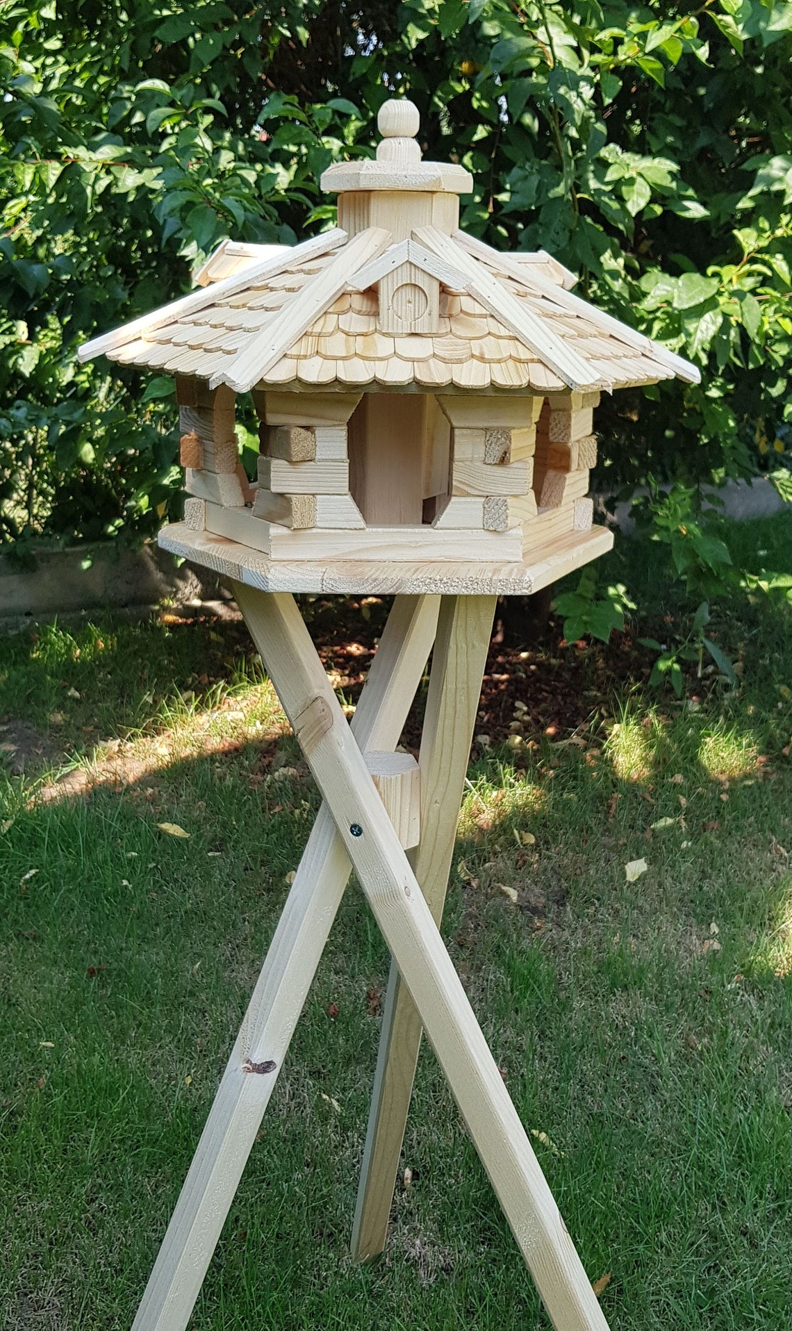Birdhouse with stand and wooden shingles Birdhouse type 37 | Etsy