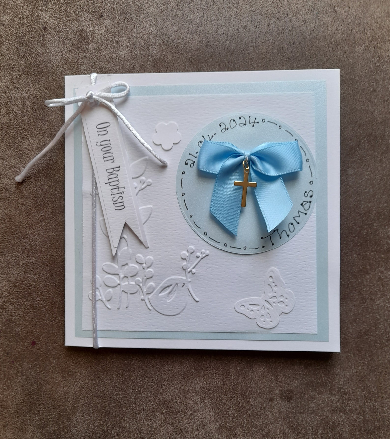 Personalised Handmade Christening Card, Baptism Card - Etsy UK