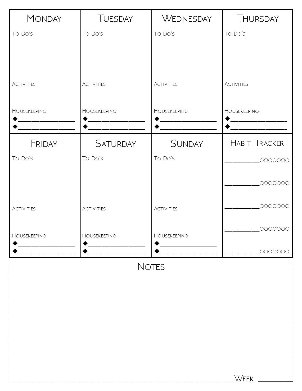 Weekly Life Planner W/ Habit Tracker & Notes - Etsy