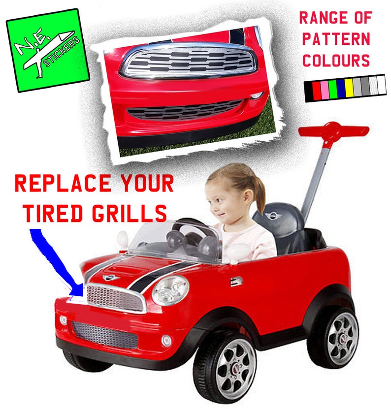 N.e.stickers New Decals Stickers SIZED TO FIT Kids Mini Pushbuggy Ride ...