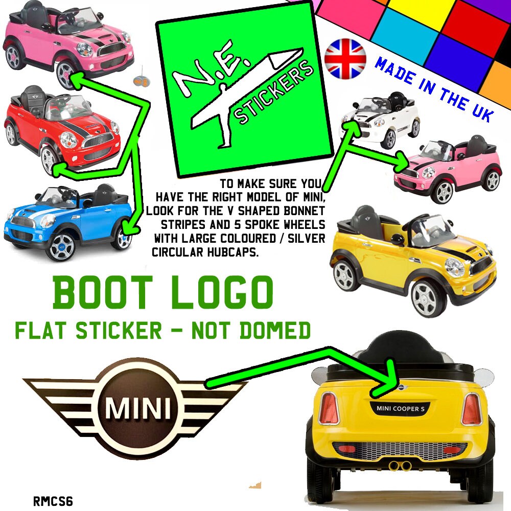 N.e.stickers New Decals Stickers SIZED TO FIT Kids Rollplay 6V Electric ...