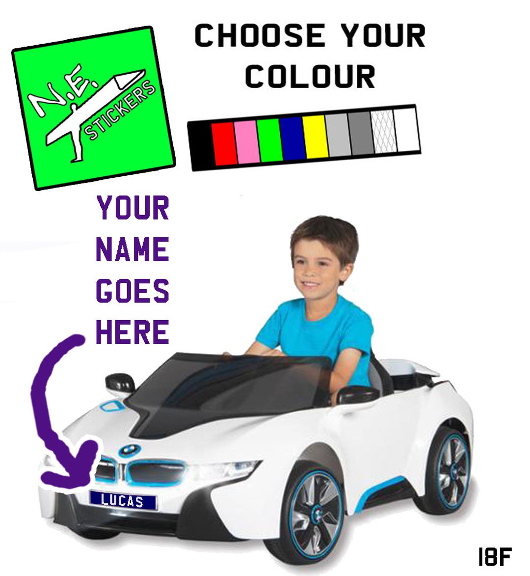 Personalised Licence Plate Sticker to Fit Kids' Electric Avigo BMW I8 6 ...