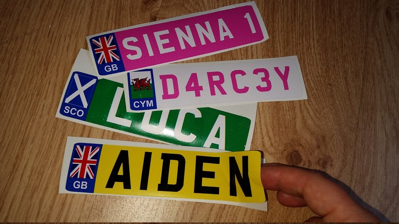 Childrens Personalised Kids Number Plate Sticker Ride on Toy - Etsy ...