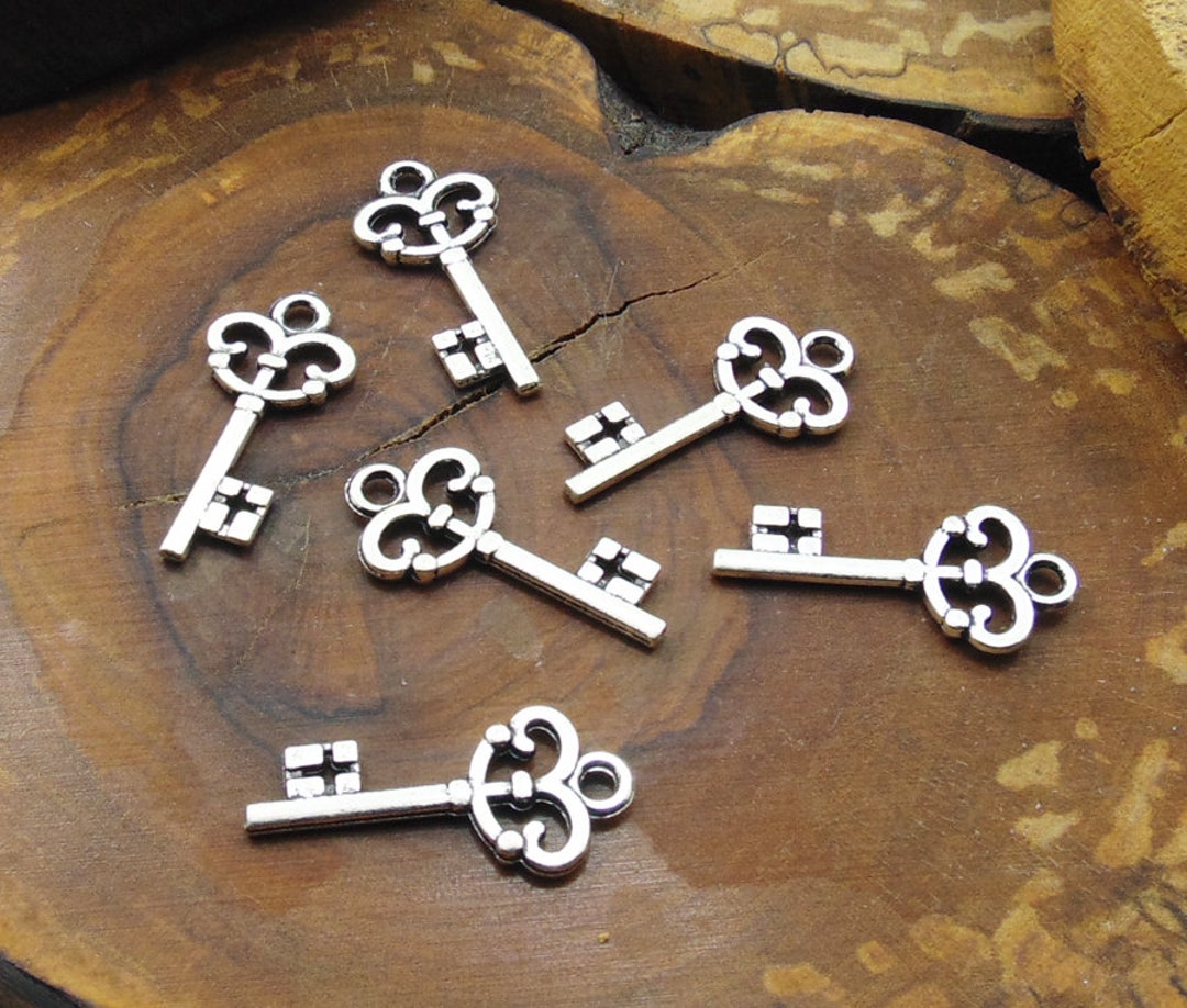 Key Charms, Metal Charms, 13pcs Charms, 23x13mm Charms, Skeleton Key ...
