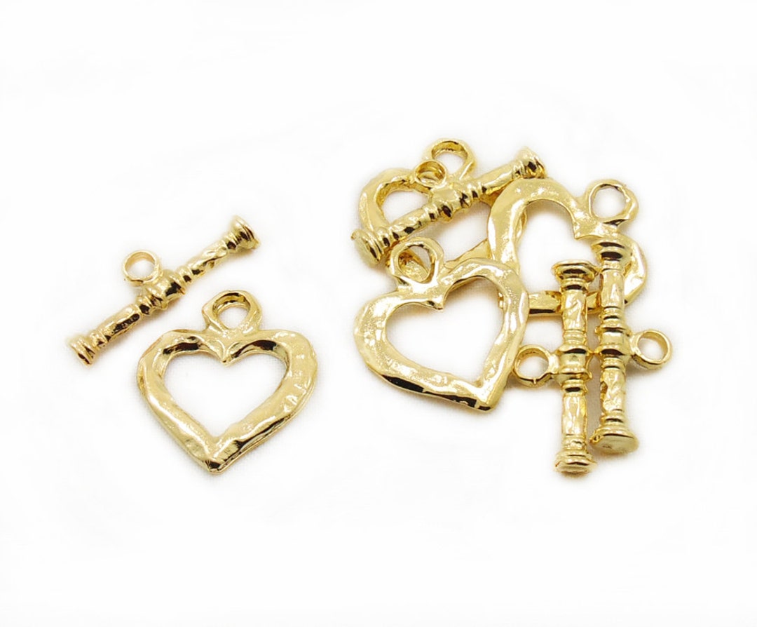 Gold Color Heart Toggle Clasps 3 Sets Heart Toggle Clasps - Etsy