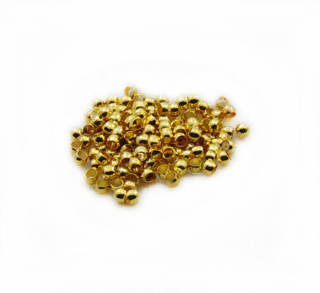 2mm Gold Color Beads, Metal Beads, Tiny Beads, 100pcs Beads, Round ...