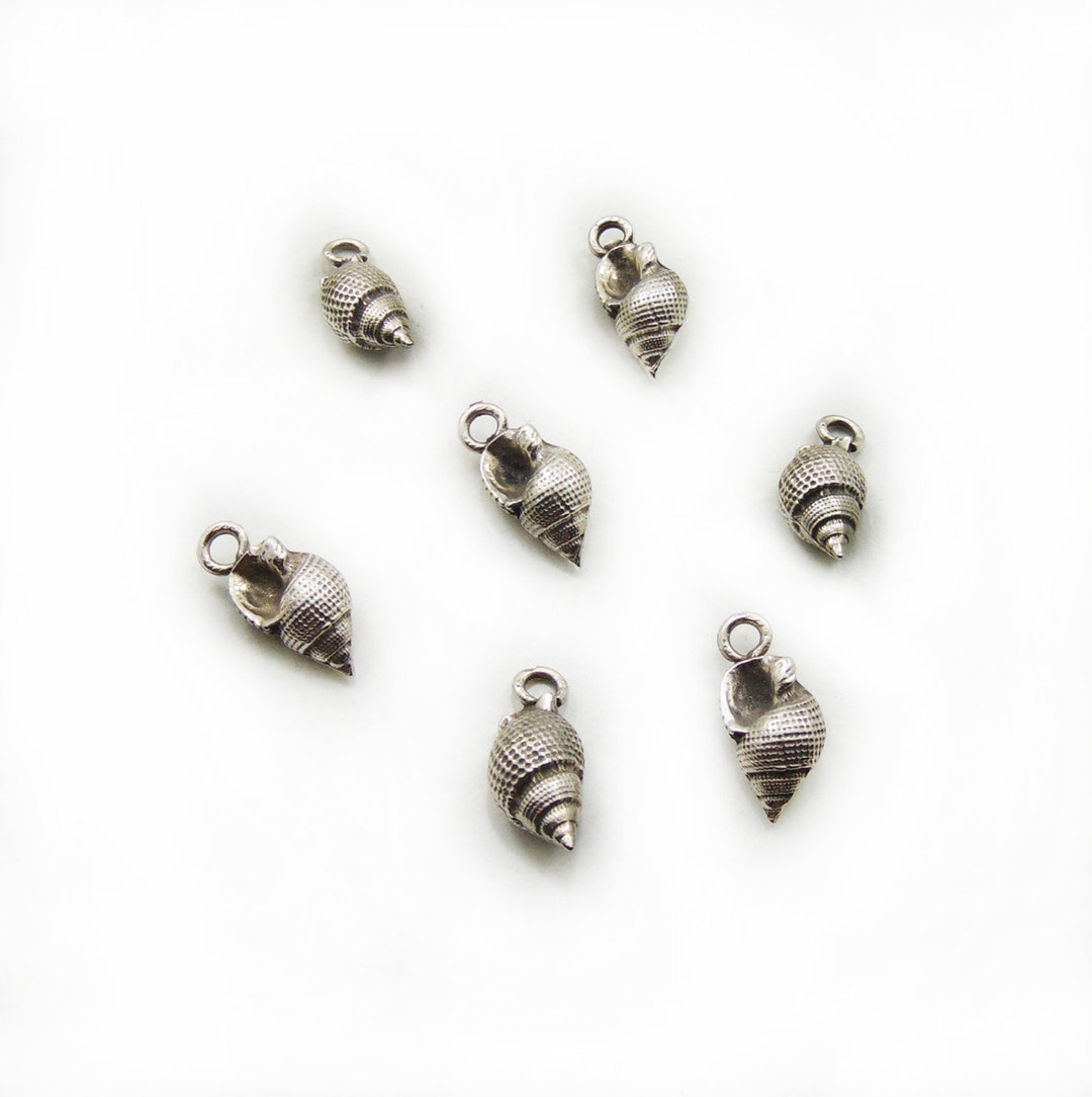 7pcs Shells Charms, 21mm Charm, Sea Shell Charm, Antique Silver Charm ...