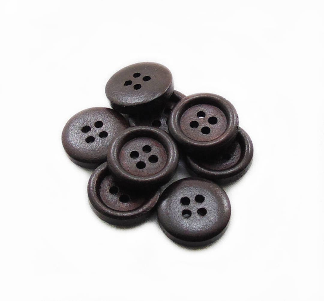 Dark Brown Buttons, 30pcs Buttons, 15mm Buttons, Sewing Buttons, Round ...
