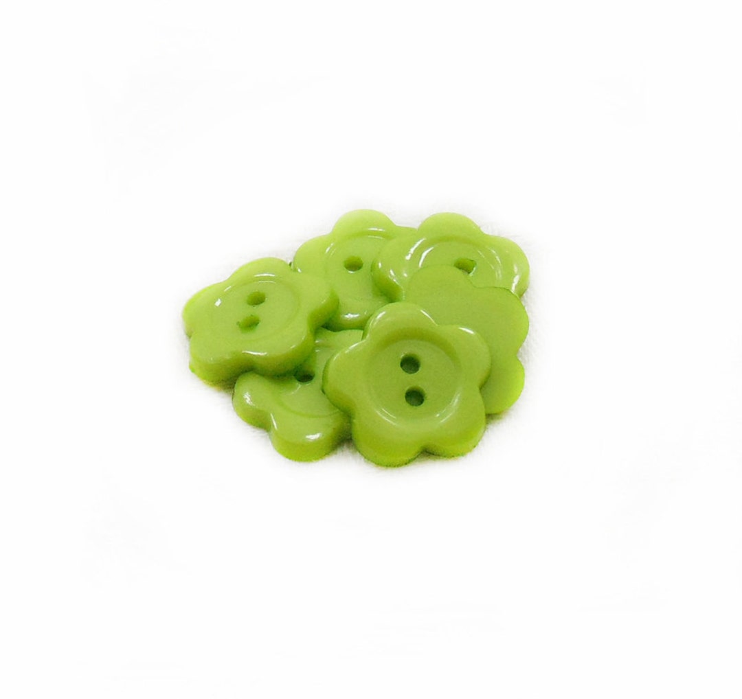 16mm Flower Buttons, 16pcs Buttons, Acrylic Buttons, Green Buttons ...