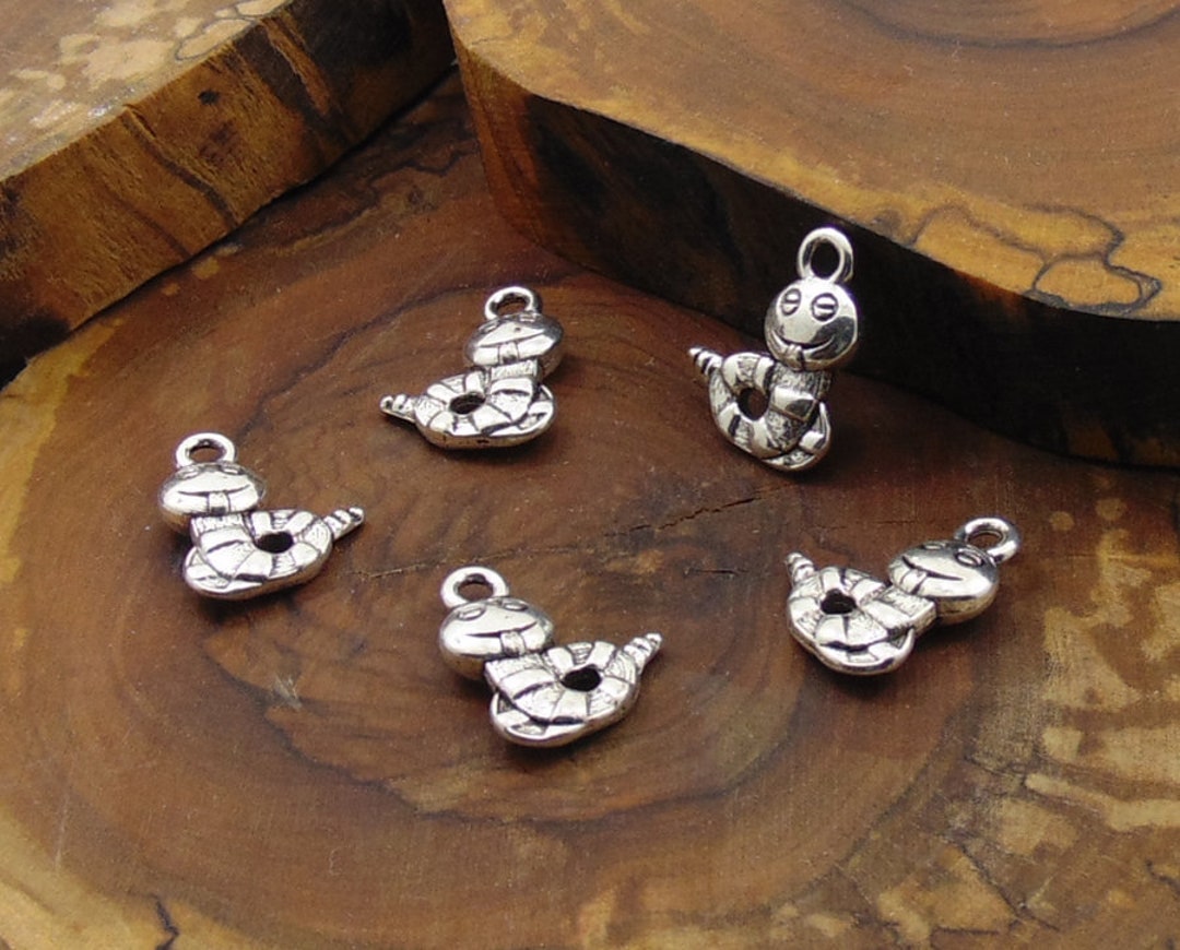 Snake Charms, 10pcs Charm, Antique Silver Charms, Alloy Charms, Metal ...