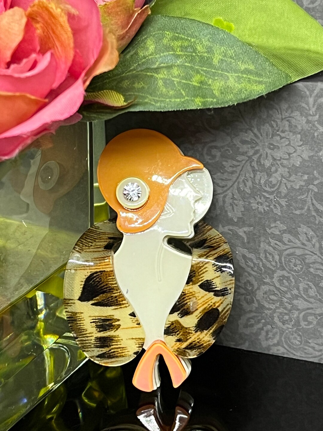 Art Deco Lady Pin Brooch Lea Stein Style - Etsy UK