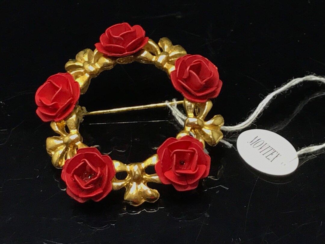 Vintage Movitex Rose Gold Wreath Brooch Bnwt - Etsy