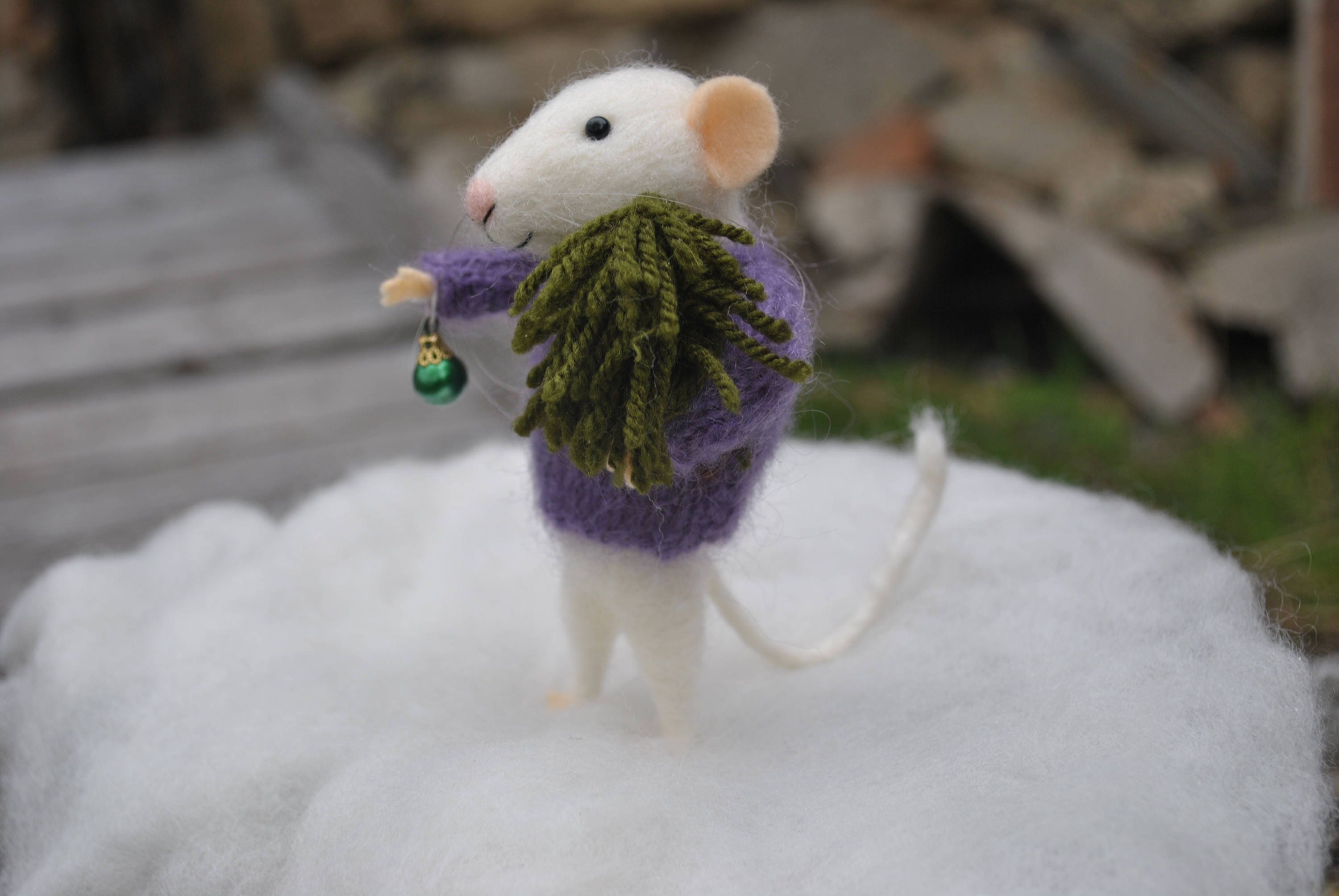 Christmas Mouse Needle Felted Animal Felted Ornament Xmas Gift Little ...