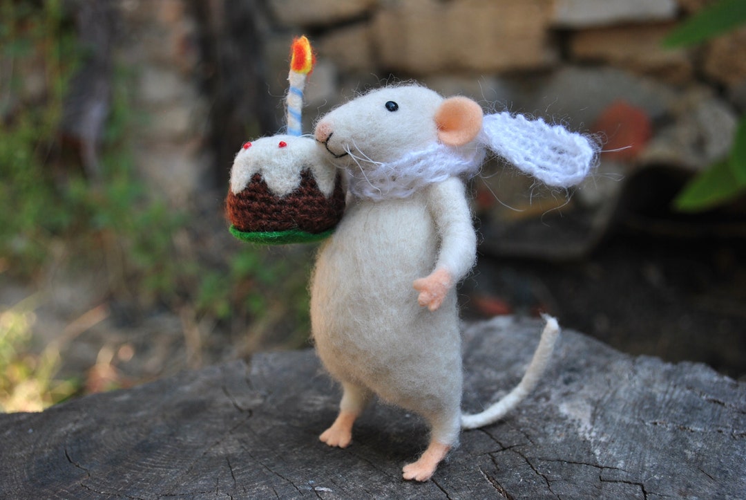 Cute Needle Felt Mouse Felted Animal Plush Miniature Wool Mouse Art ...
