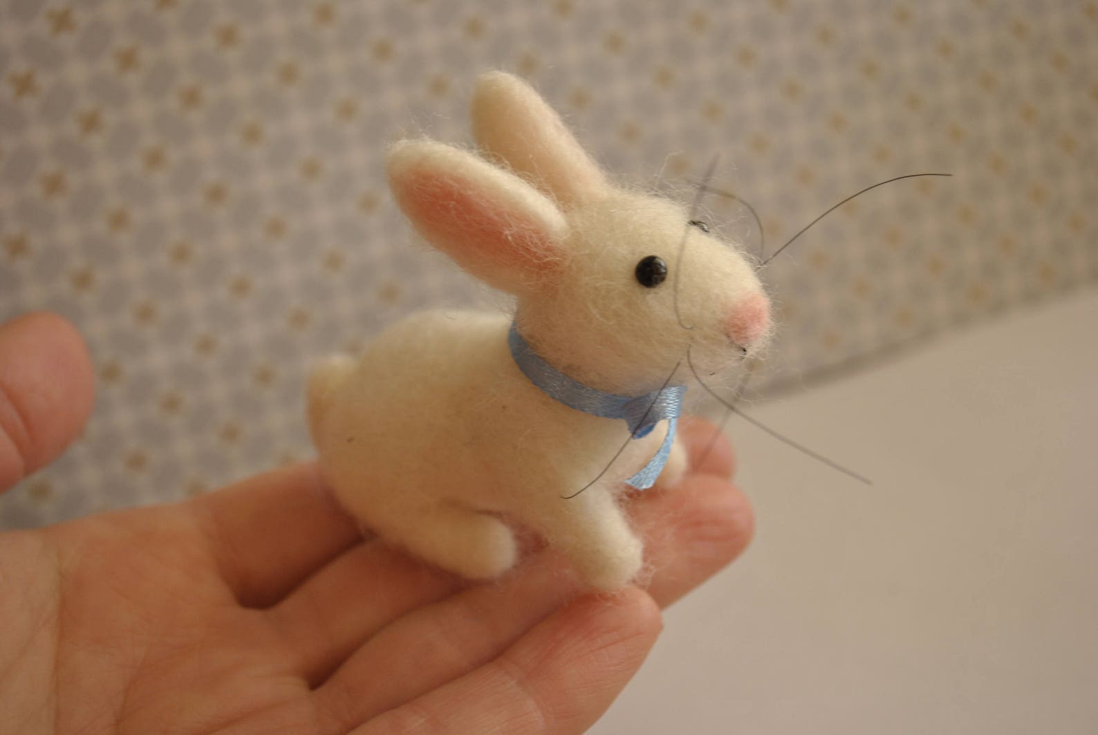 Tiny White Rabbit Little Bunny Wool Cute Rabbit Easter Felt - Etsy