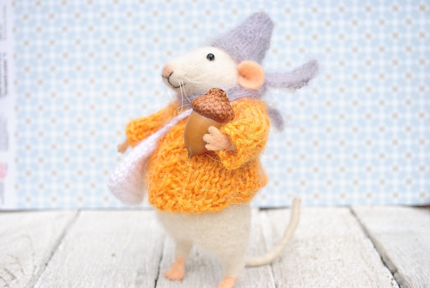 Mouse With Acorn Felted Wool Mouse Stuffed Animal Miniature - Etsy