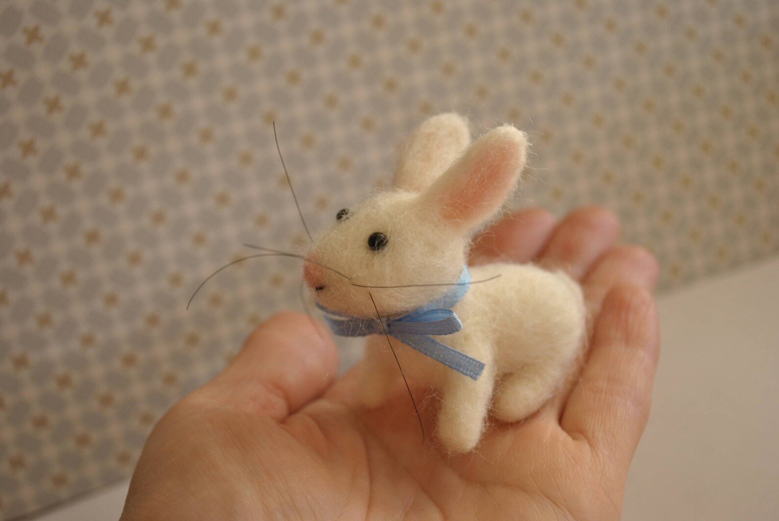 Tiny White Rabbit Little Bunny Wool Cute Rabbit Easter Felt - Etsy