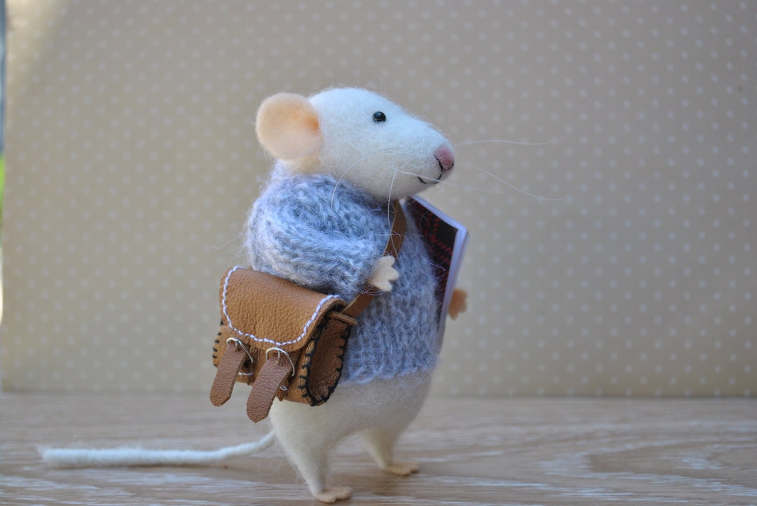 Wool Rat Funny Gift Needle Felted Rat Miniature Animal Felt Mouse White ...