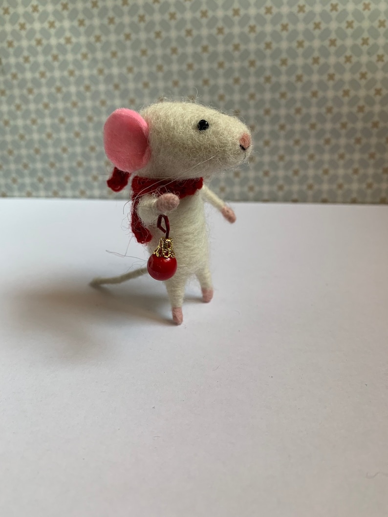 White Mouse Cute Felt Mouse Needle Felt Animal Needle Felt Mouse Wool ...