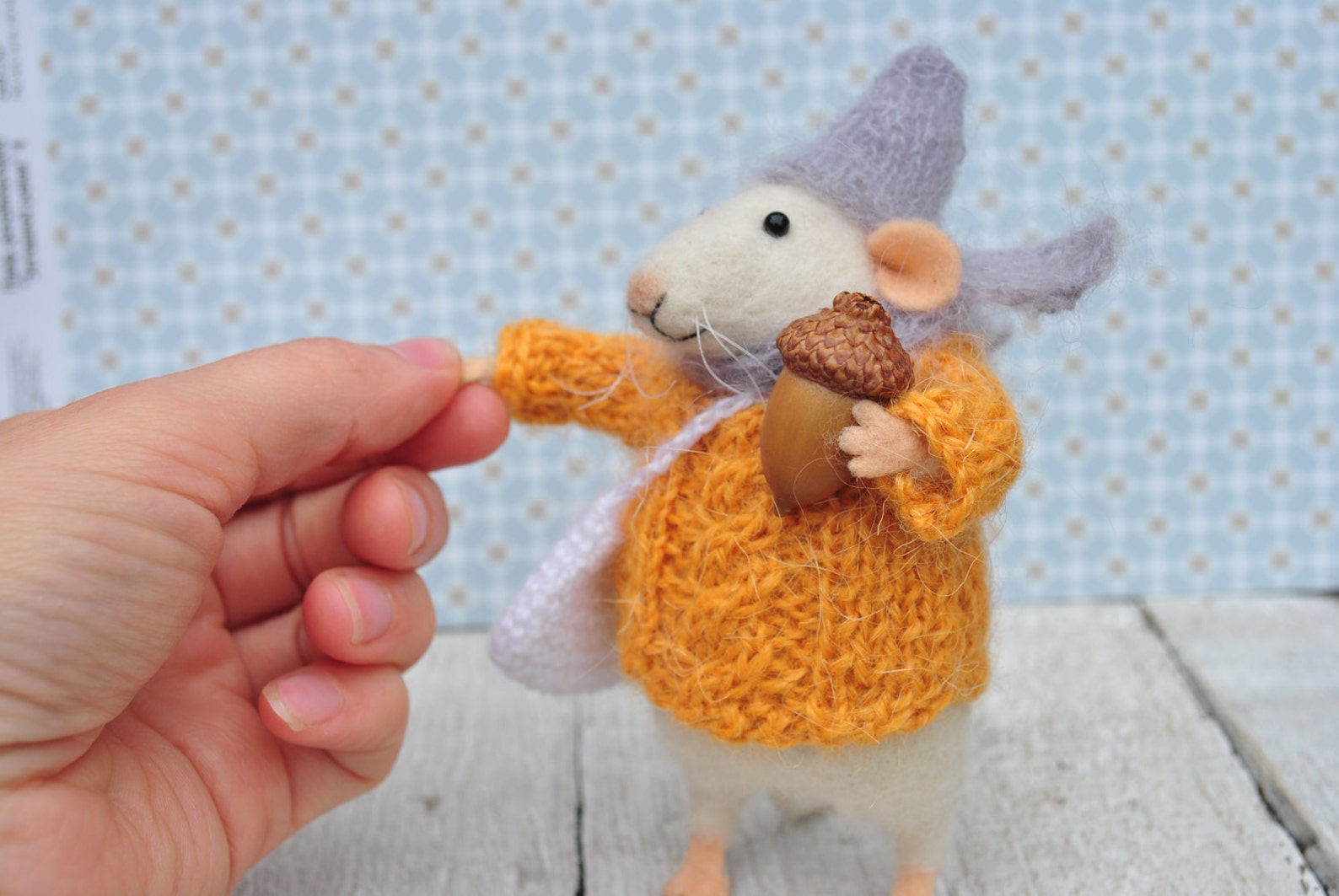 Mouse With Acorn Felted Wool Mouse Stuffed Animal Miniature - Etsy