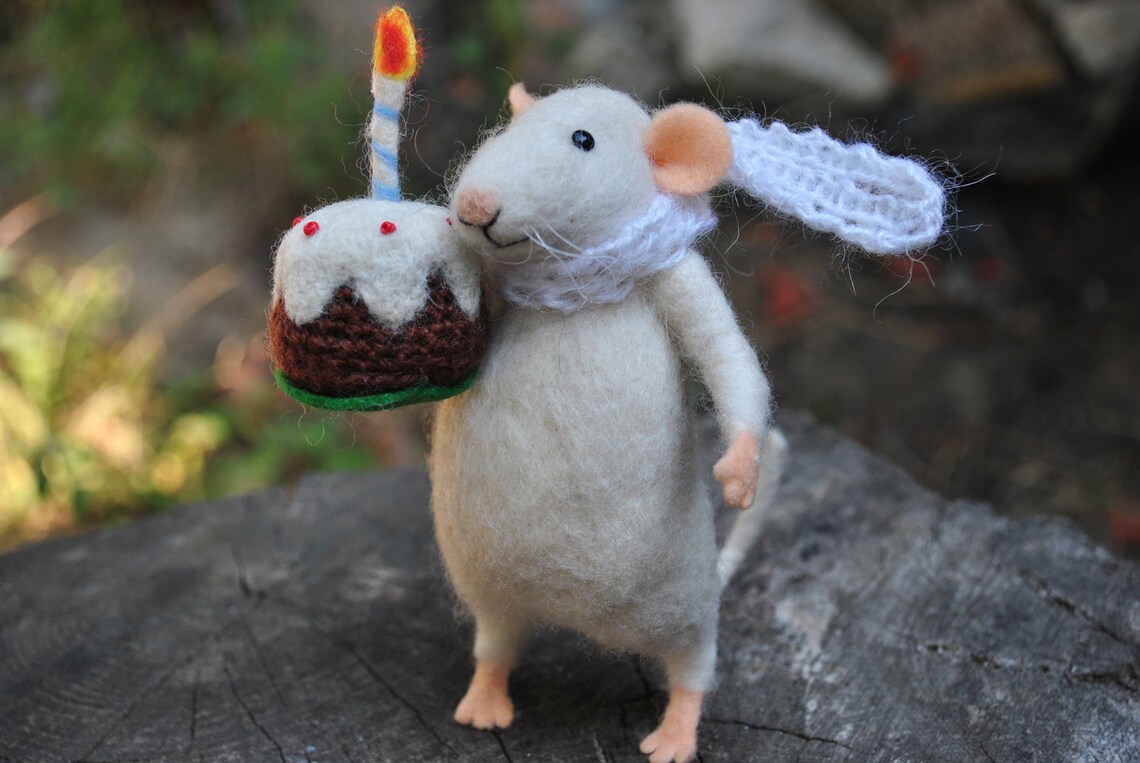 Cute Needle Felt Mouse Felted Animal Plush Miniature Wool - Etsy